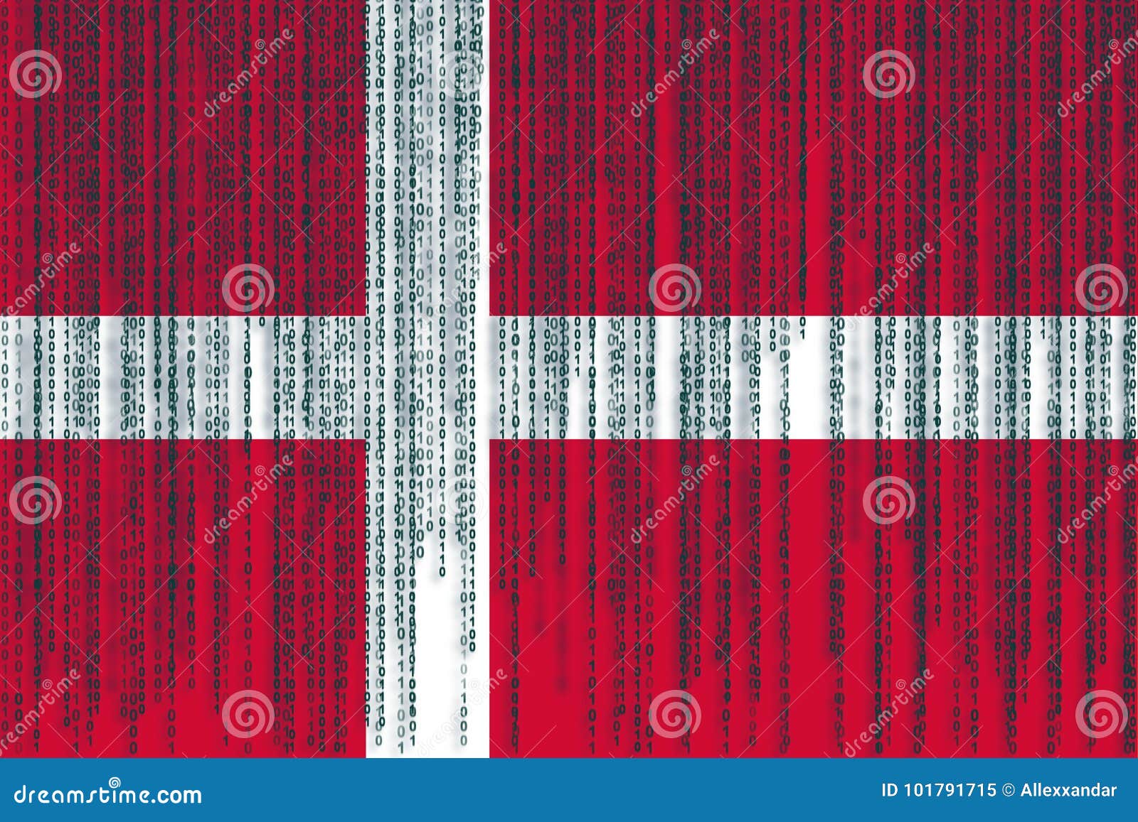 Data Protection Denmark Flag. Denmark Flag with Binary Code Stock ...