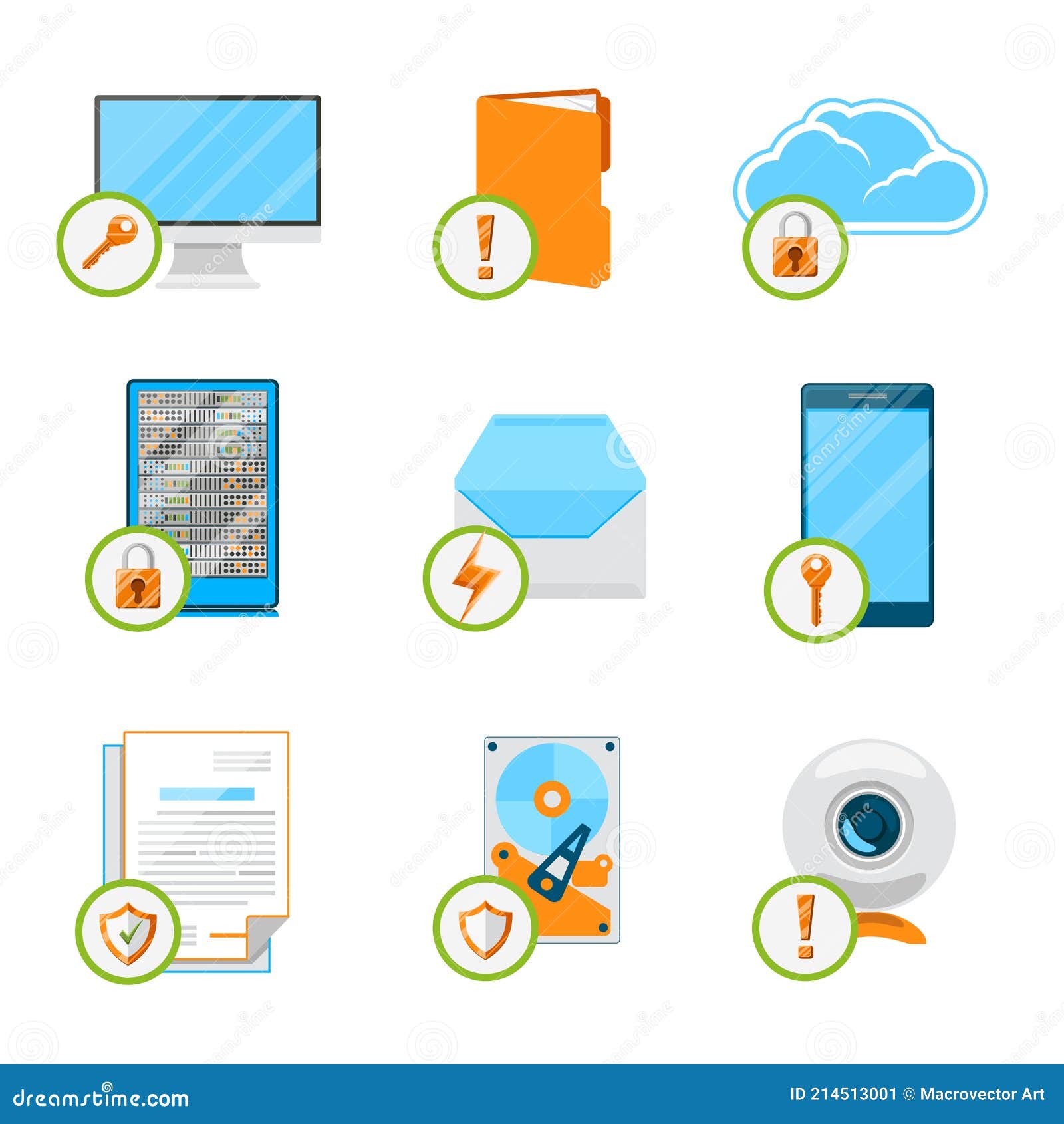 Data Protection Flat Icon Set Stock Vector - Illustration of ...
