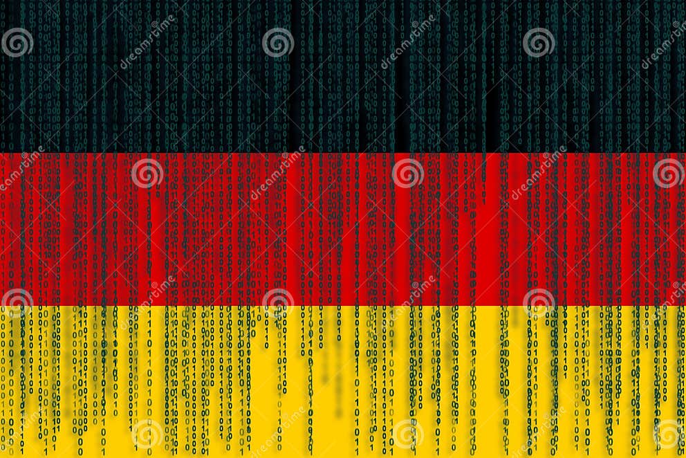 Data Protection Germany Flag. German Flag with Binary Code Stock ...