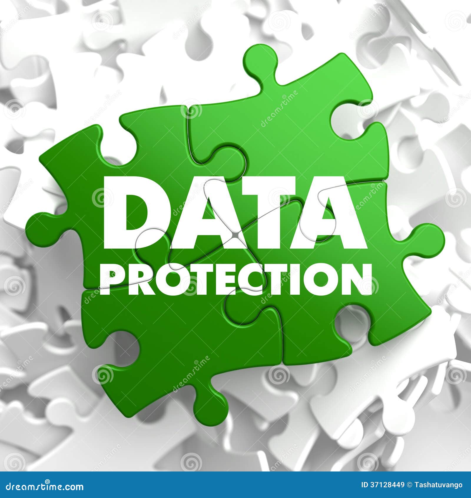 Data Protection on Green Puzzle. Stock Illustration - Illustration of ...