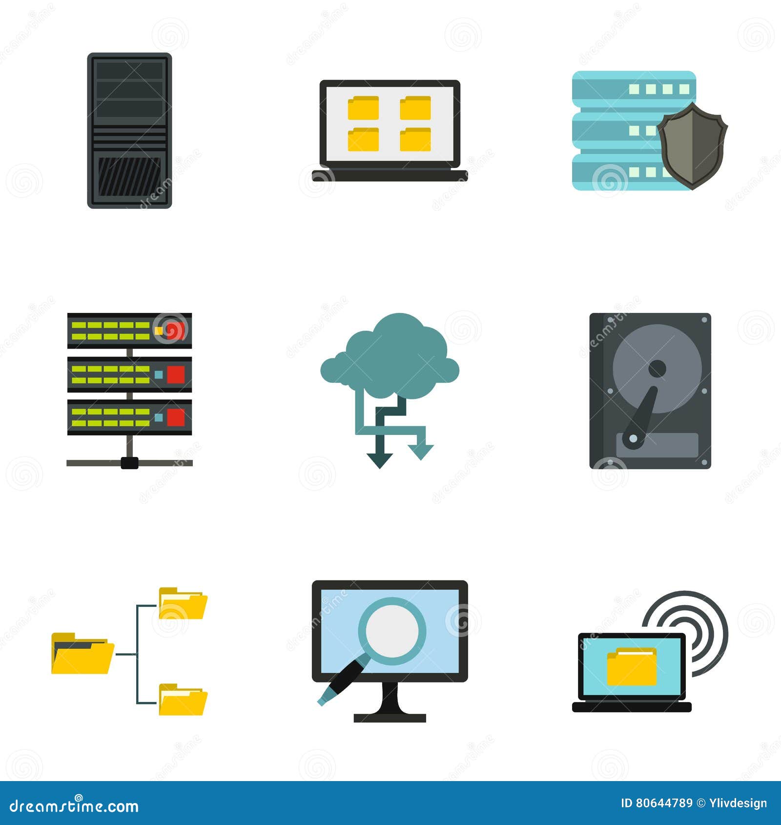 Data Protection Icons Set, Flat Style Stock Vector - Illustration of ...