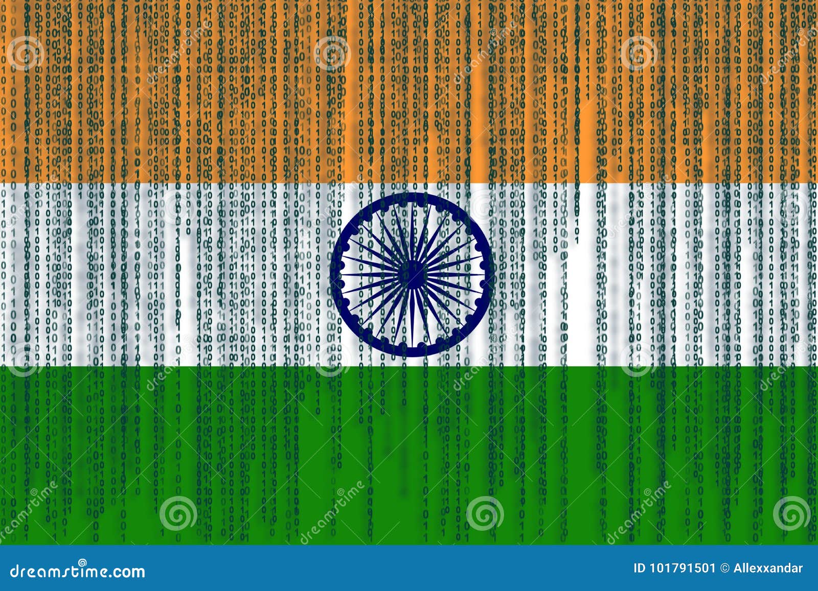 Data Protection India Flag. India Flag with Binary Code Stock ...