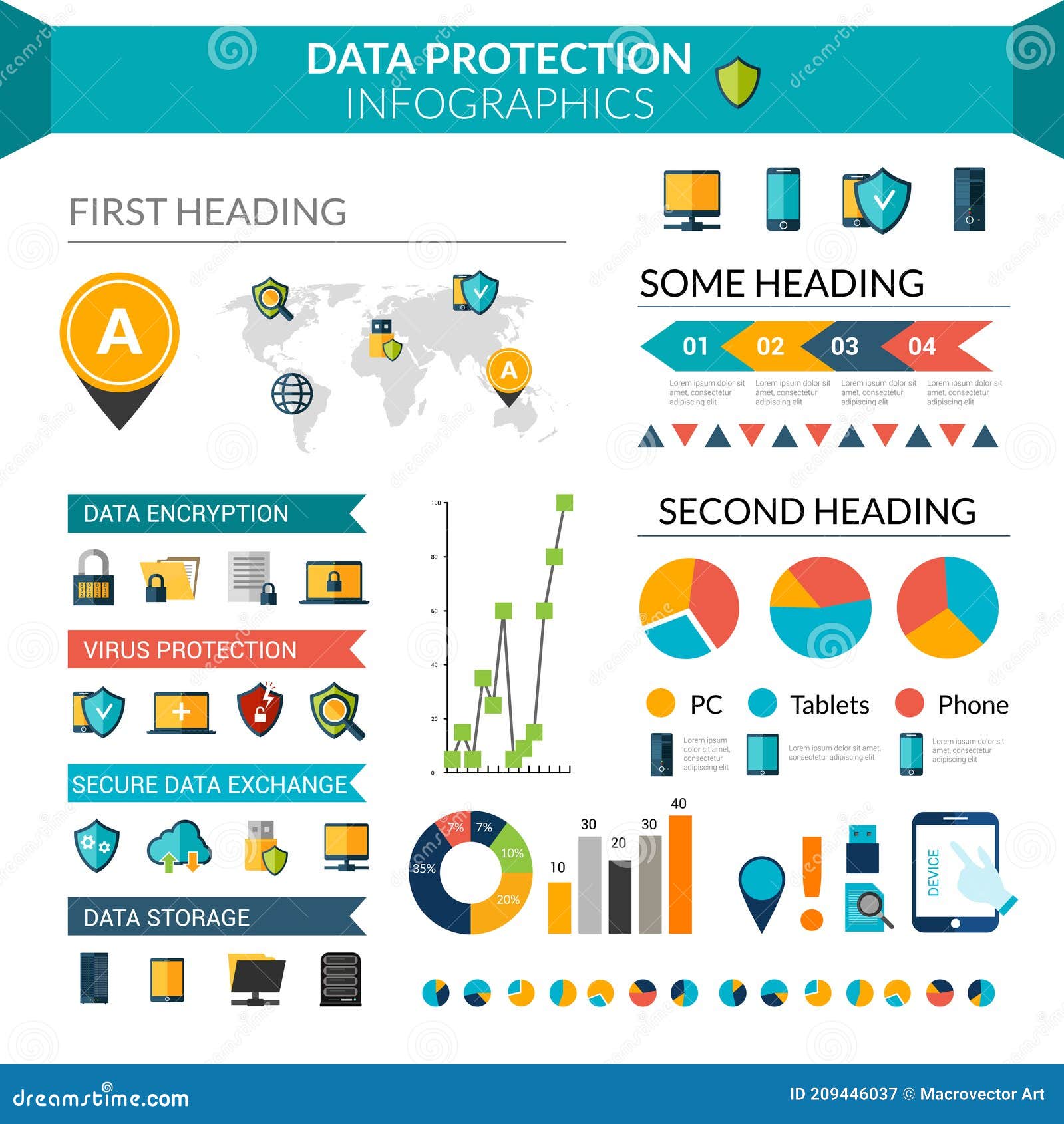 Data Protection Infographics Stock Vector - Illustration of folder ...