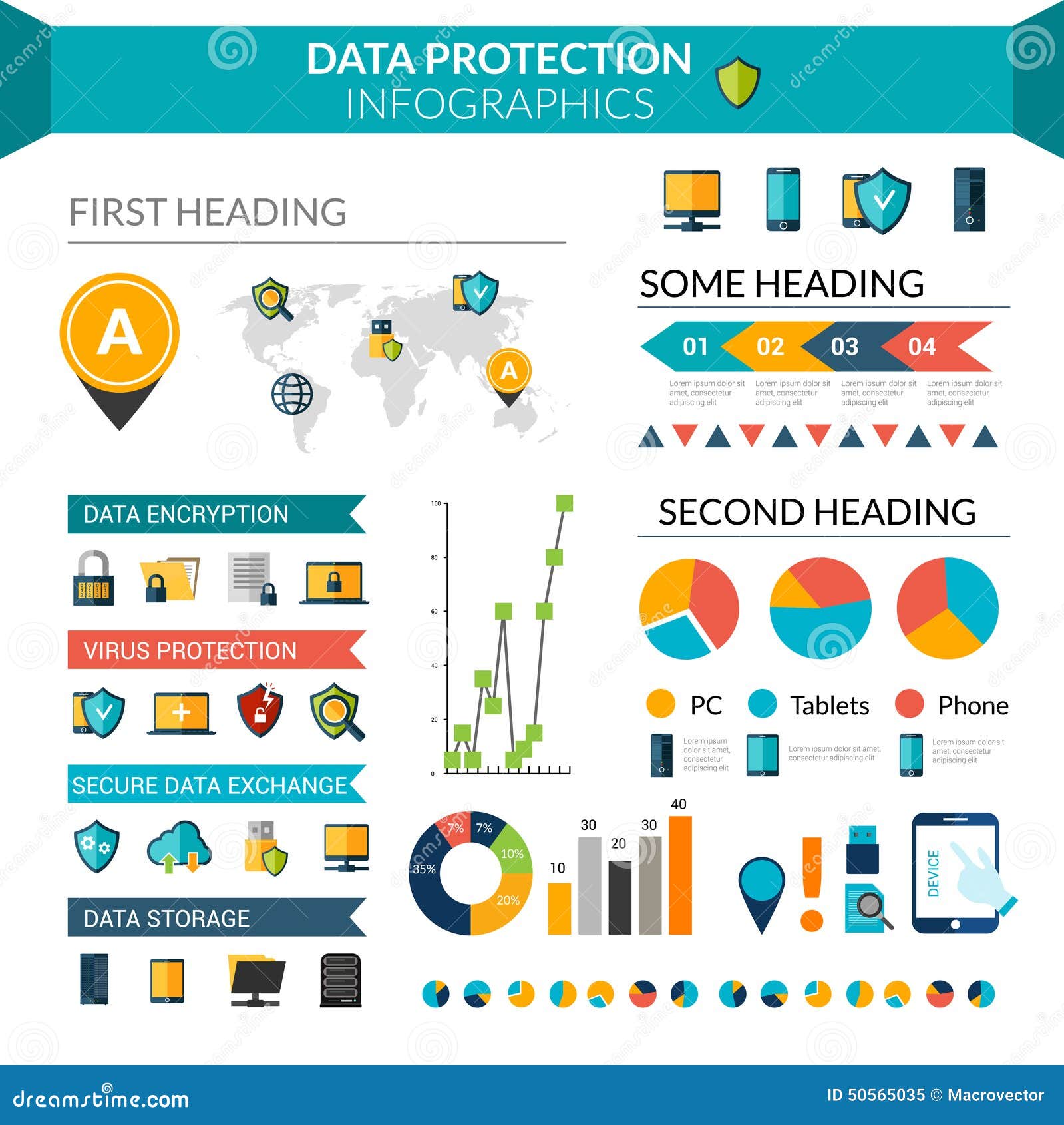 Data Protection Infographics Stock Vector - Illustration of cyber, lock ...
