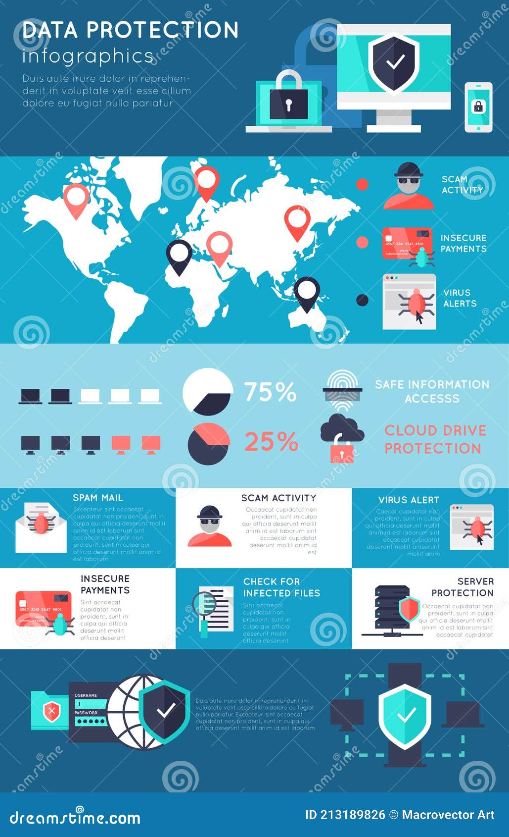 Data Protection Infographics Stock Vector - Illustration of collection ...