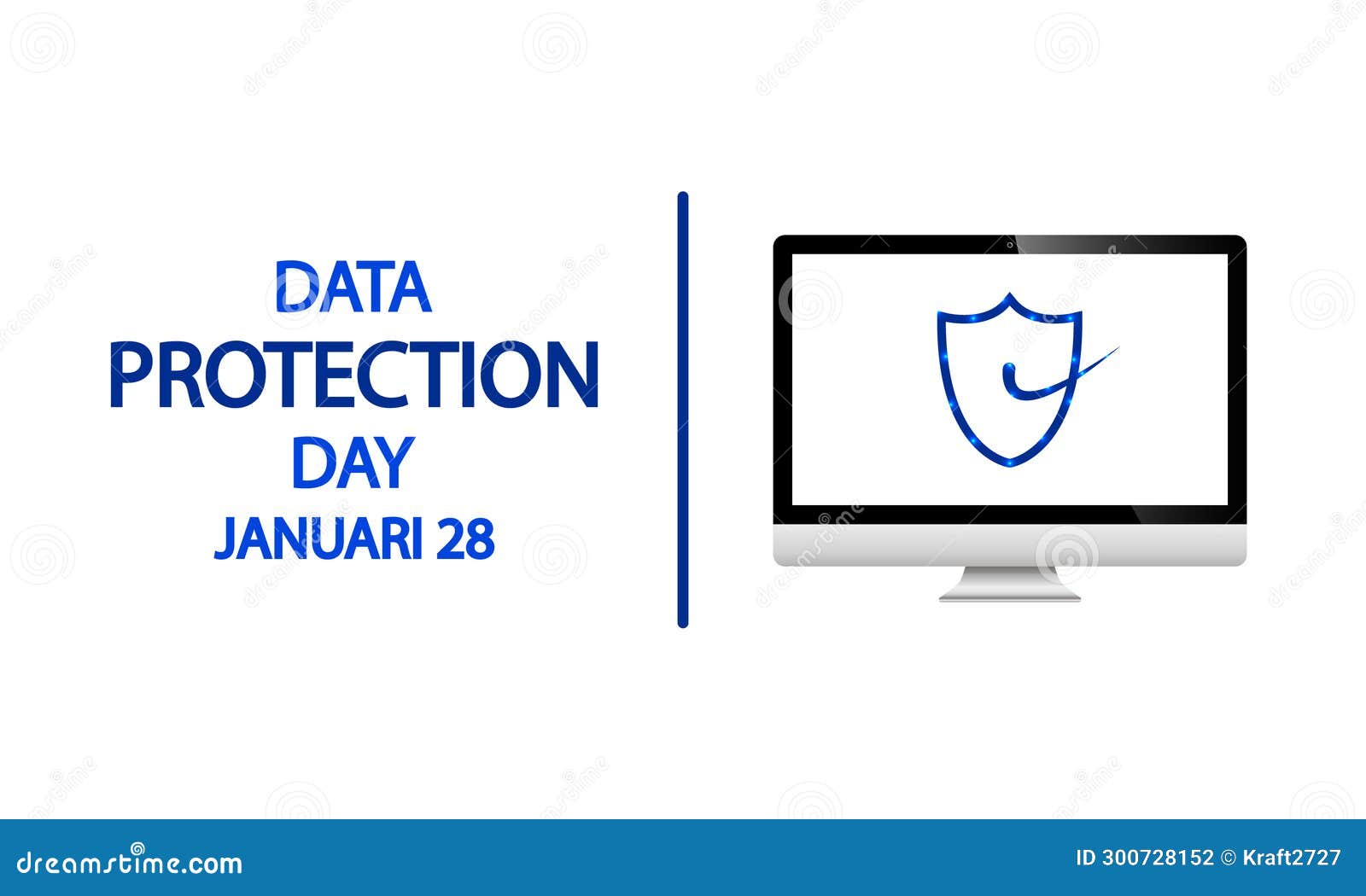 Data Protection International Day Computer with Shield Stock Vector ...