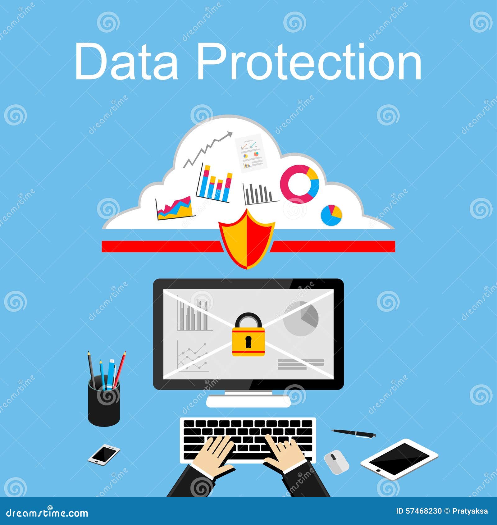 Data Protection or Internet Security Illustration. Stock Vector ...