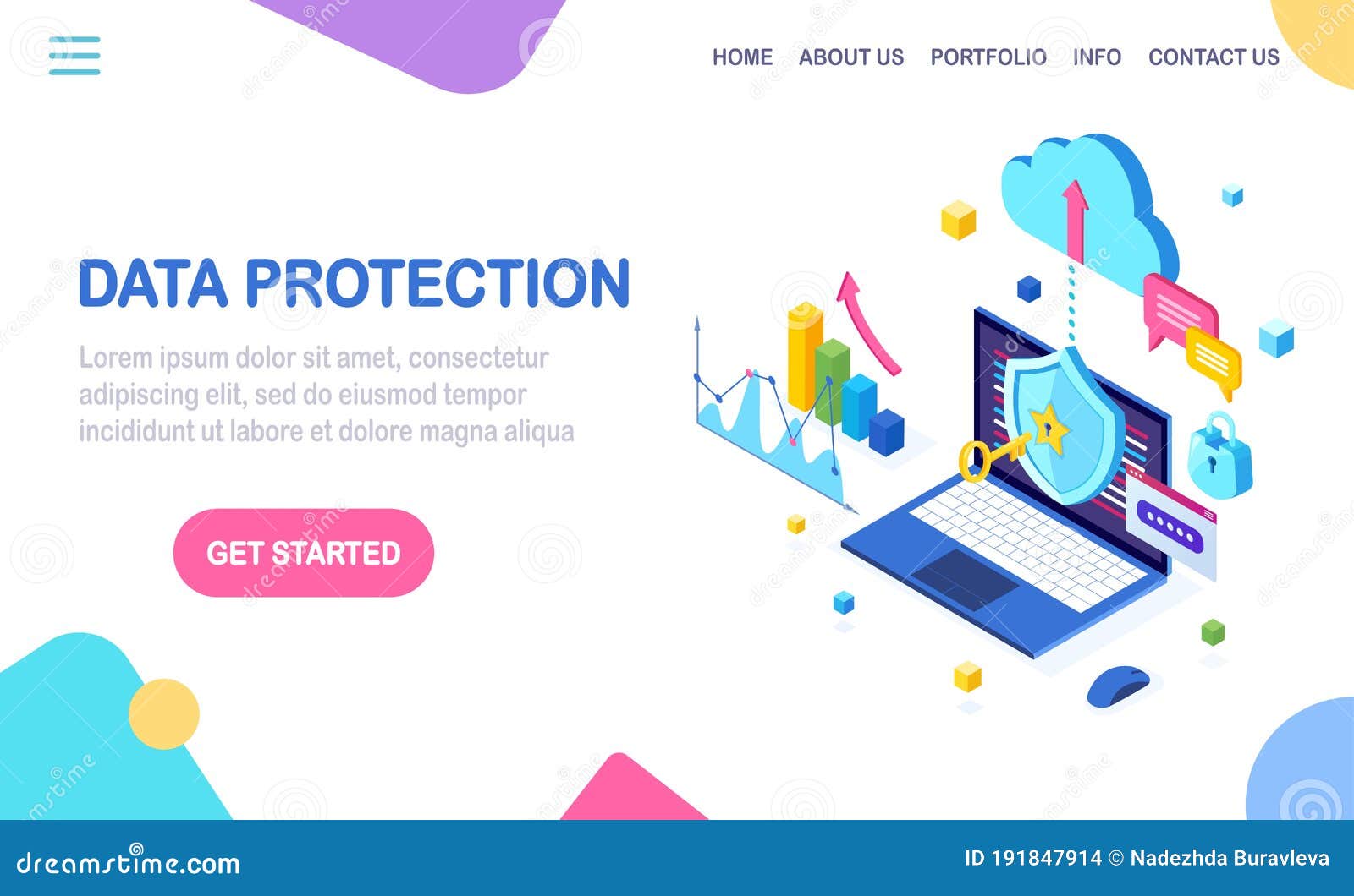 Data Protection. Internet Security, Privacy Access With Password. 3d ...