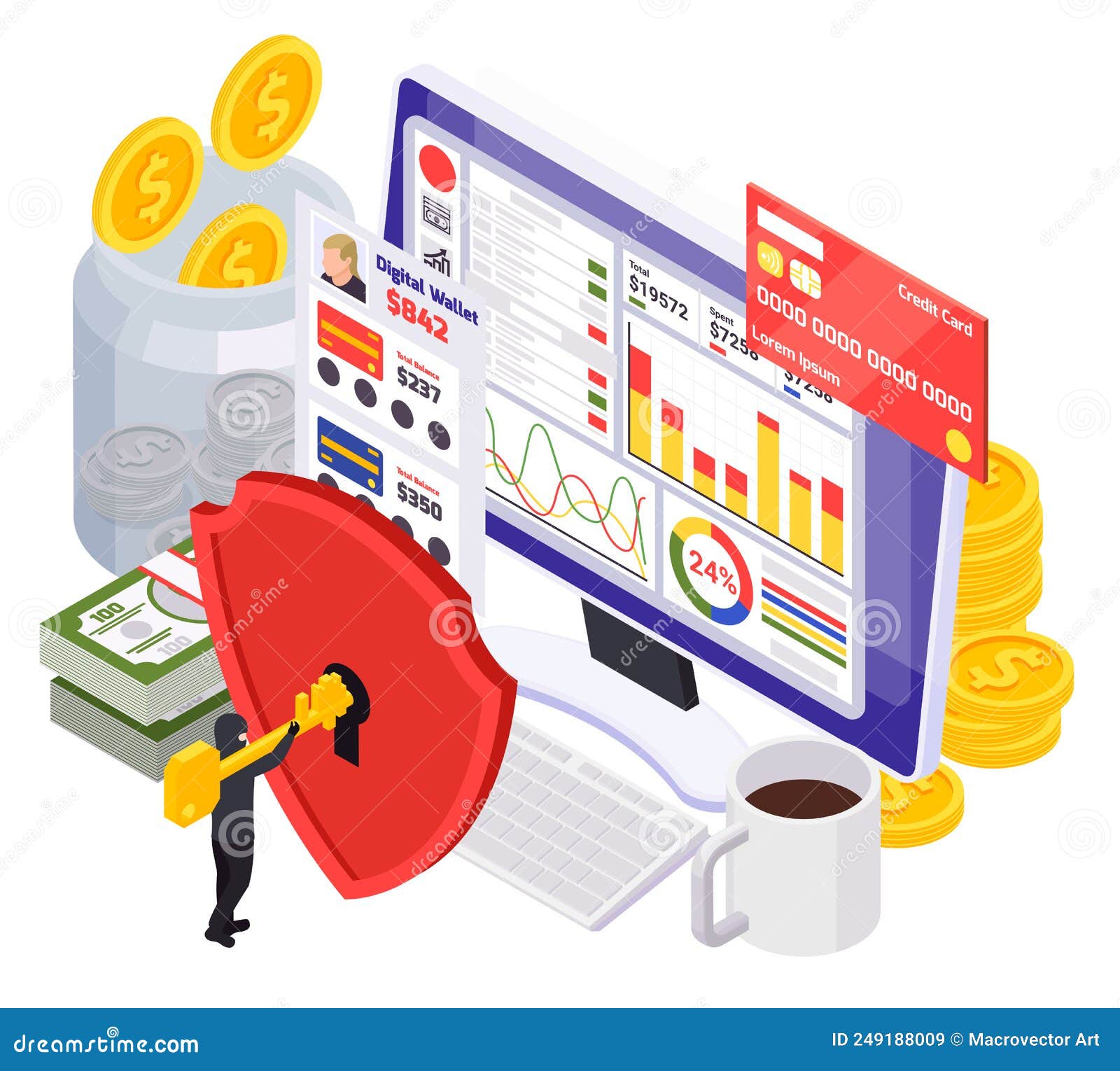 Data Protection Isometric Design Concept Stock Vector - Illustration of ...
