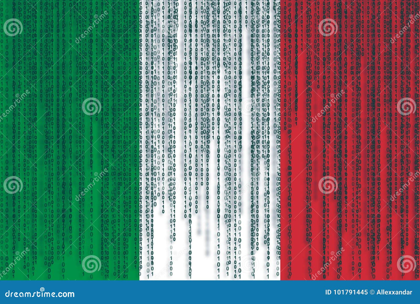Data Protection Italy Flag. Italian Flag with Binary Code Stock ...