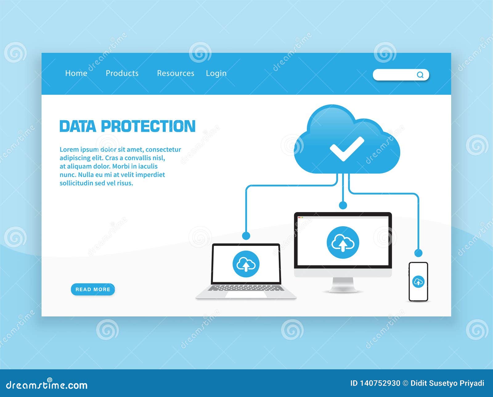 Data Protection Landing Page Template Stock Vector - Illustration of ...