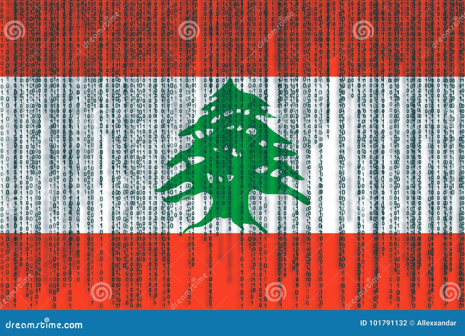 Data Protection Lebanon Flag. Lebanon Flag with Binary Code Stock ...