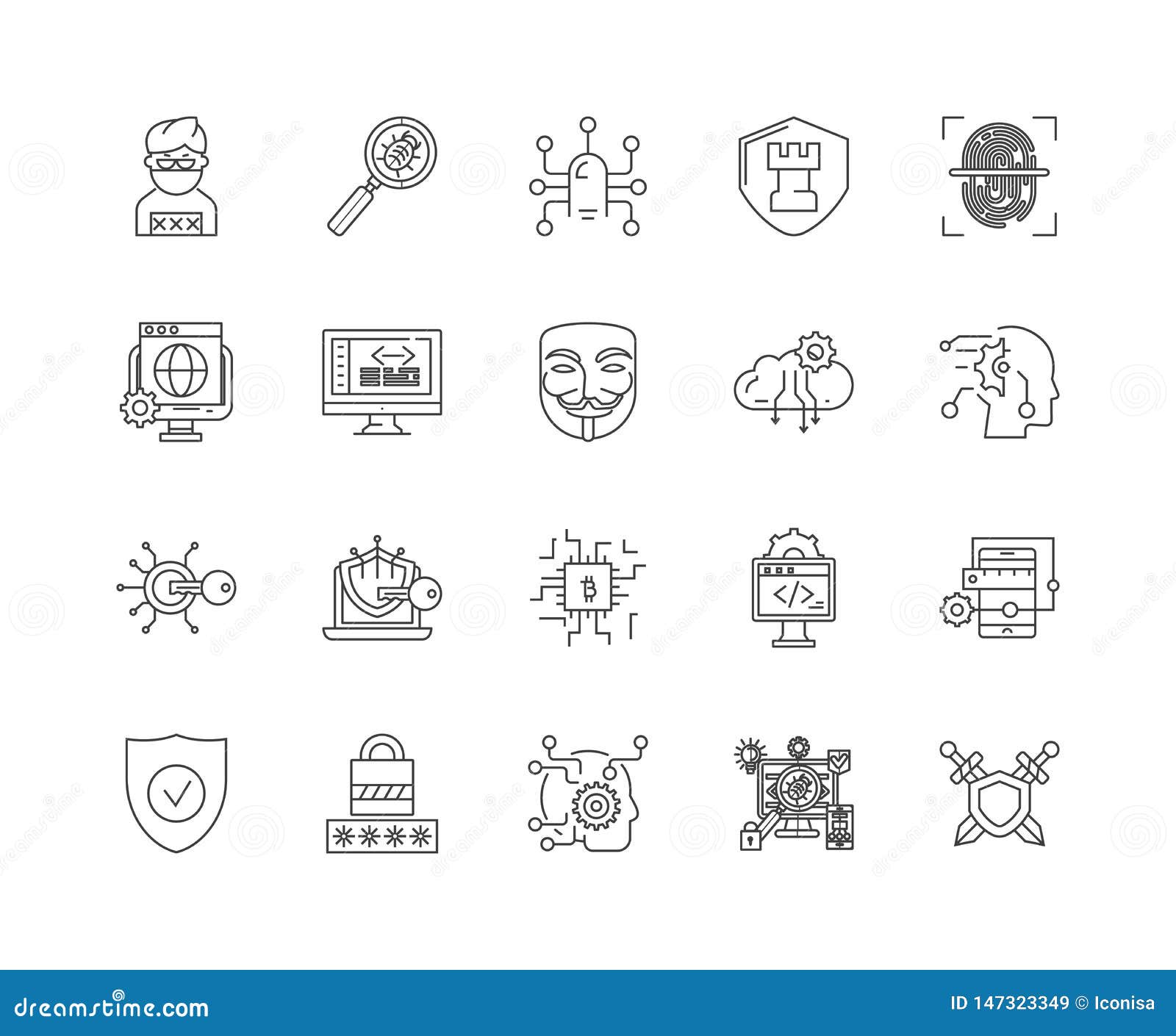 Data Protection Line Icons, Signs, Vector Set, Outline Illustration ...