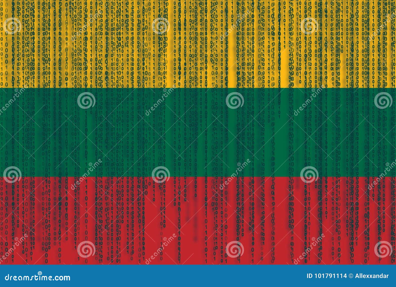 Data Protection Lithuania Flag. Lithuanian Flag with Binary Code Stock ...