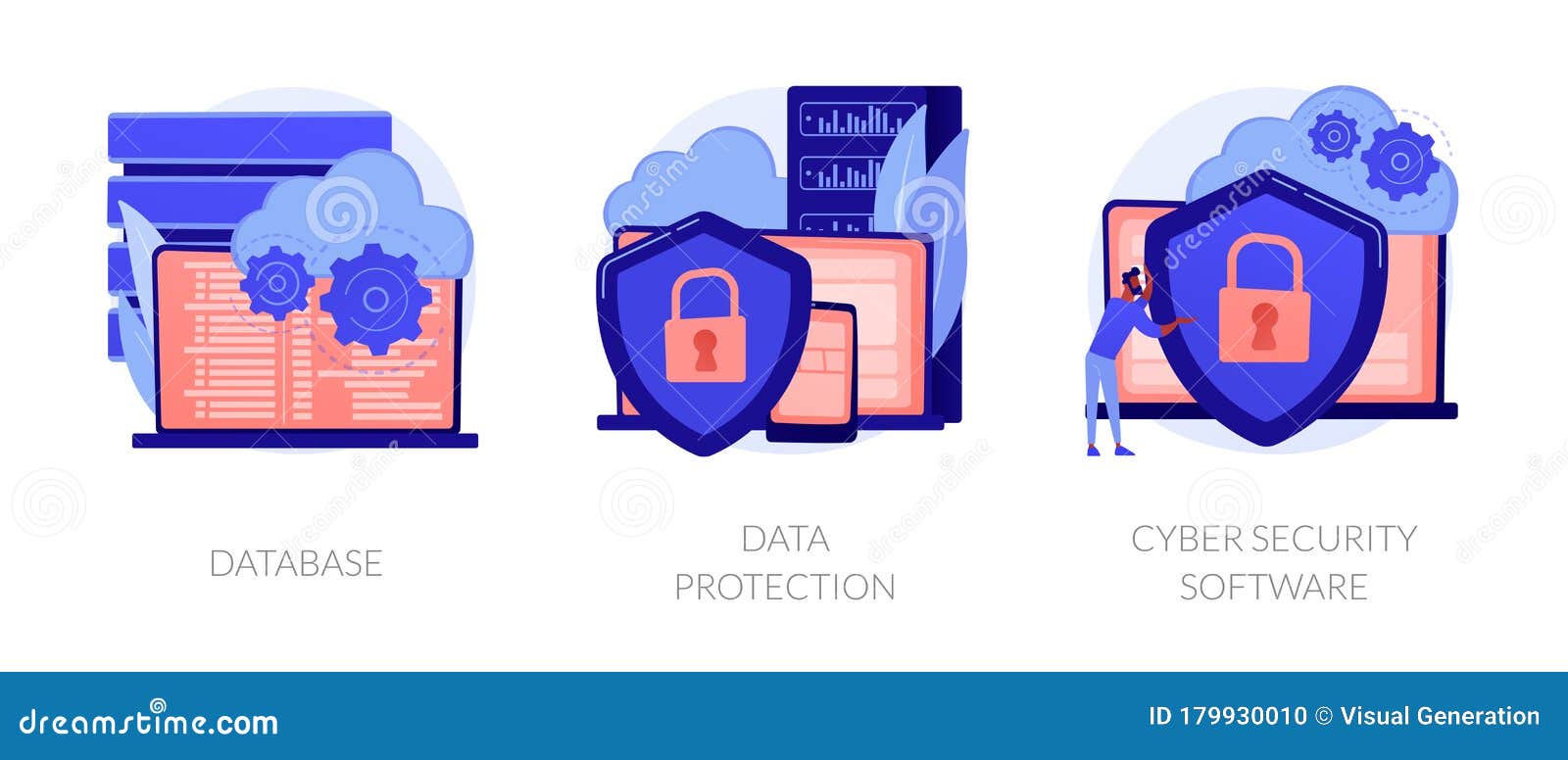 Data Protection Metaphors Set Stock Vector Illustration Of Coding Concept 179930010