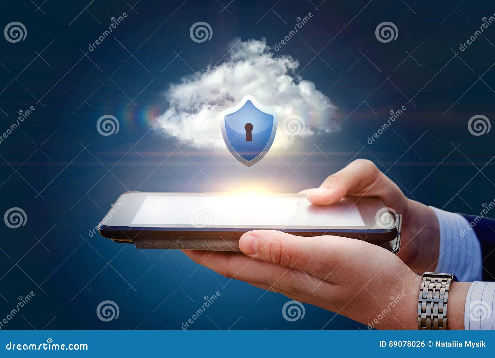 Data Protection in Mobile Devices. Stock Photo - Image of cloud ...