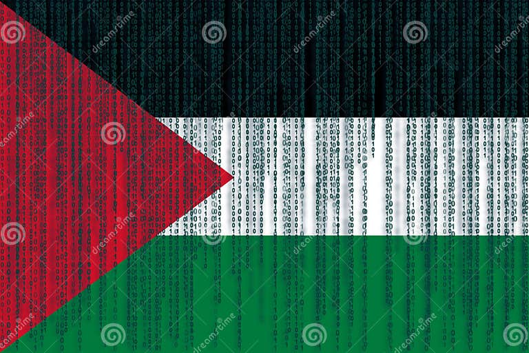 Data Protection Palestine Flag. Palestinian Flag with Binary Cod Stock ...