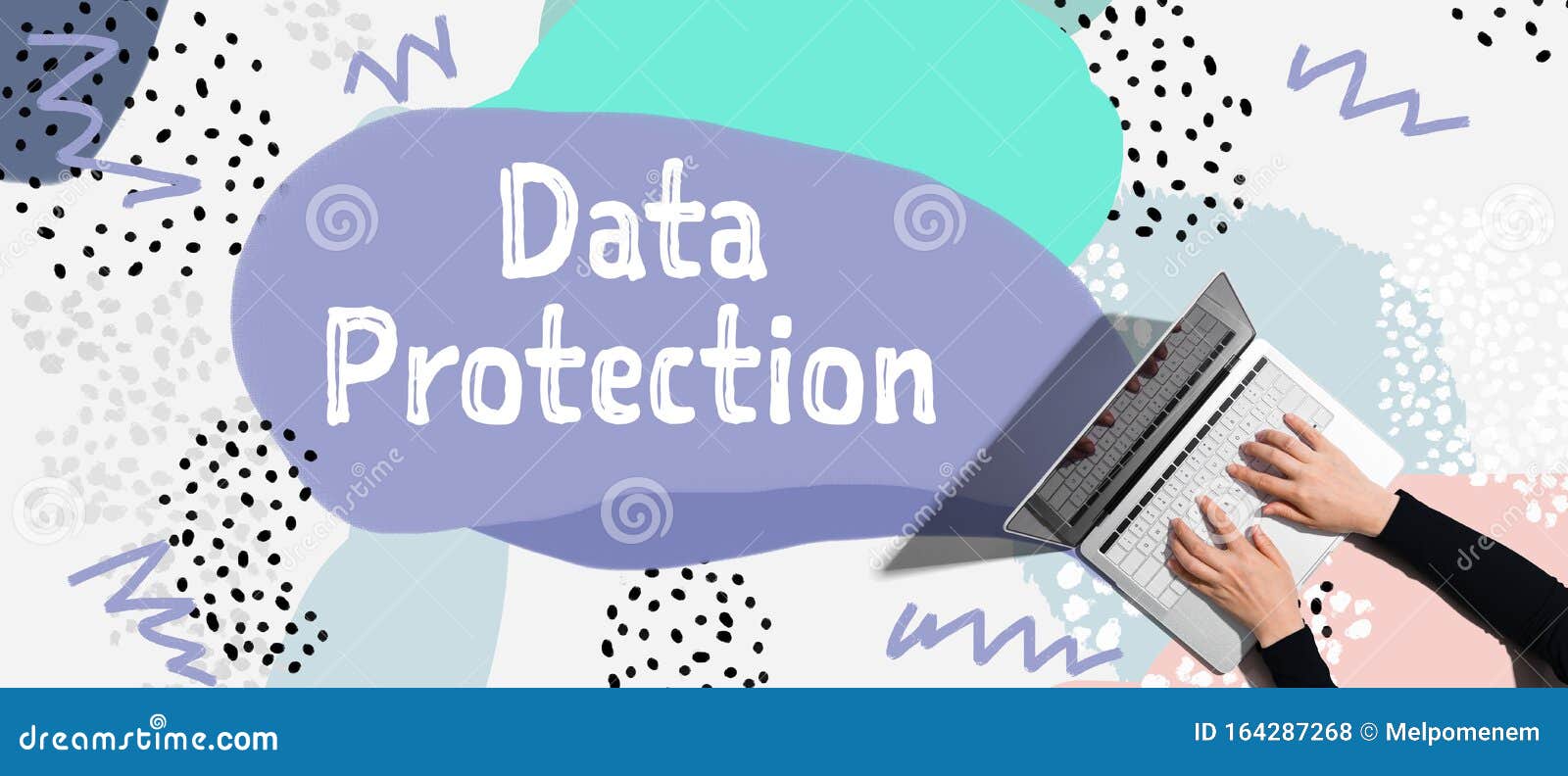 Data Protection with Person Using Laptop Stock Illustration ...