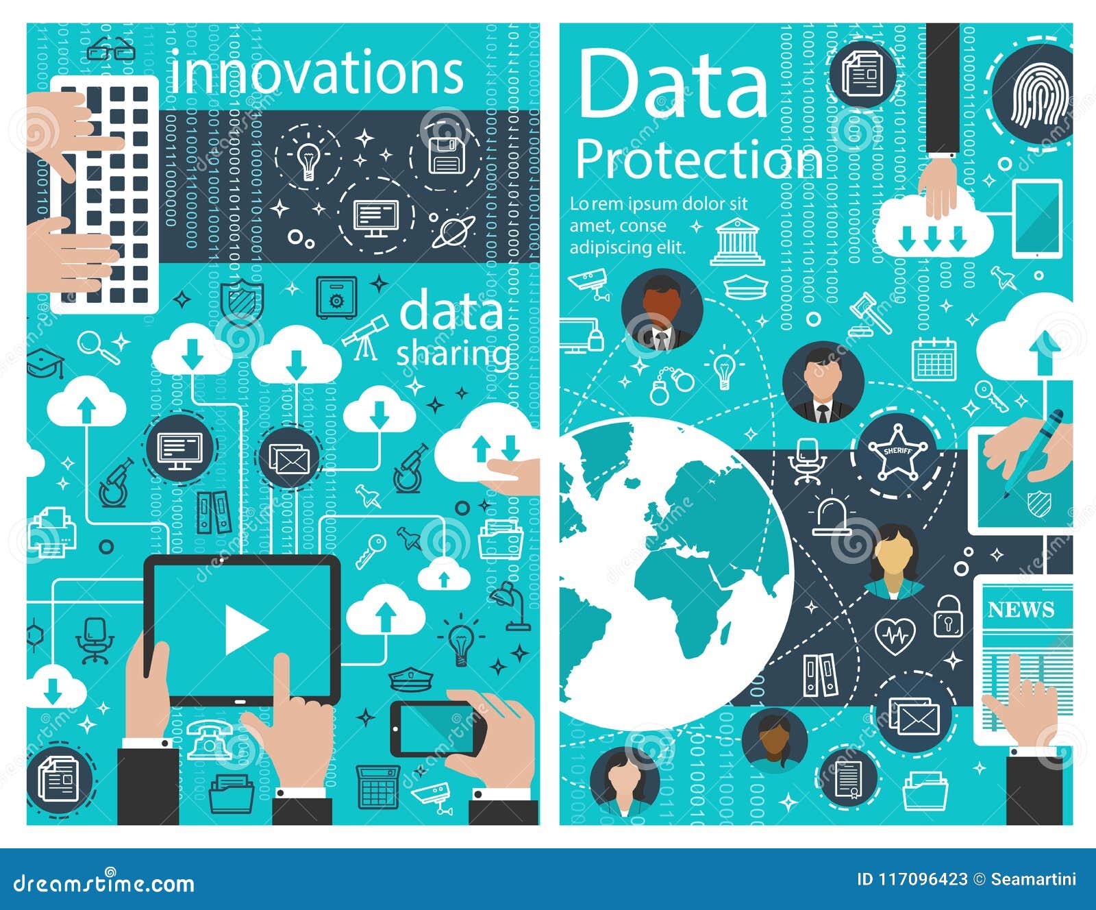 Data Protection Internet Innovation Vector Poster Stock Vector ...
