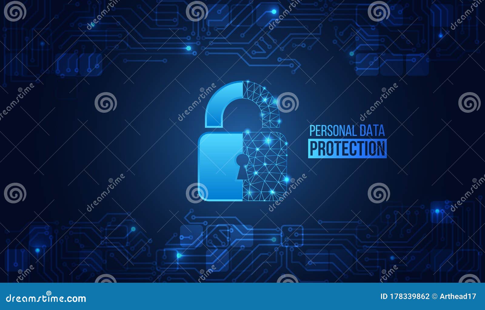 Data Protection Privacy Concept. Padlock Icon and Internet Technology ...