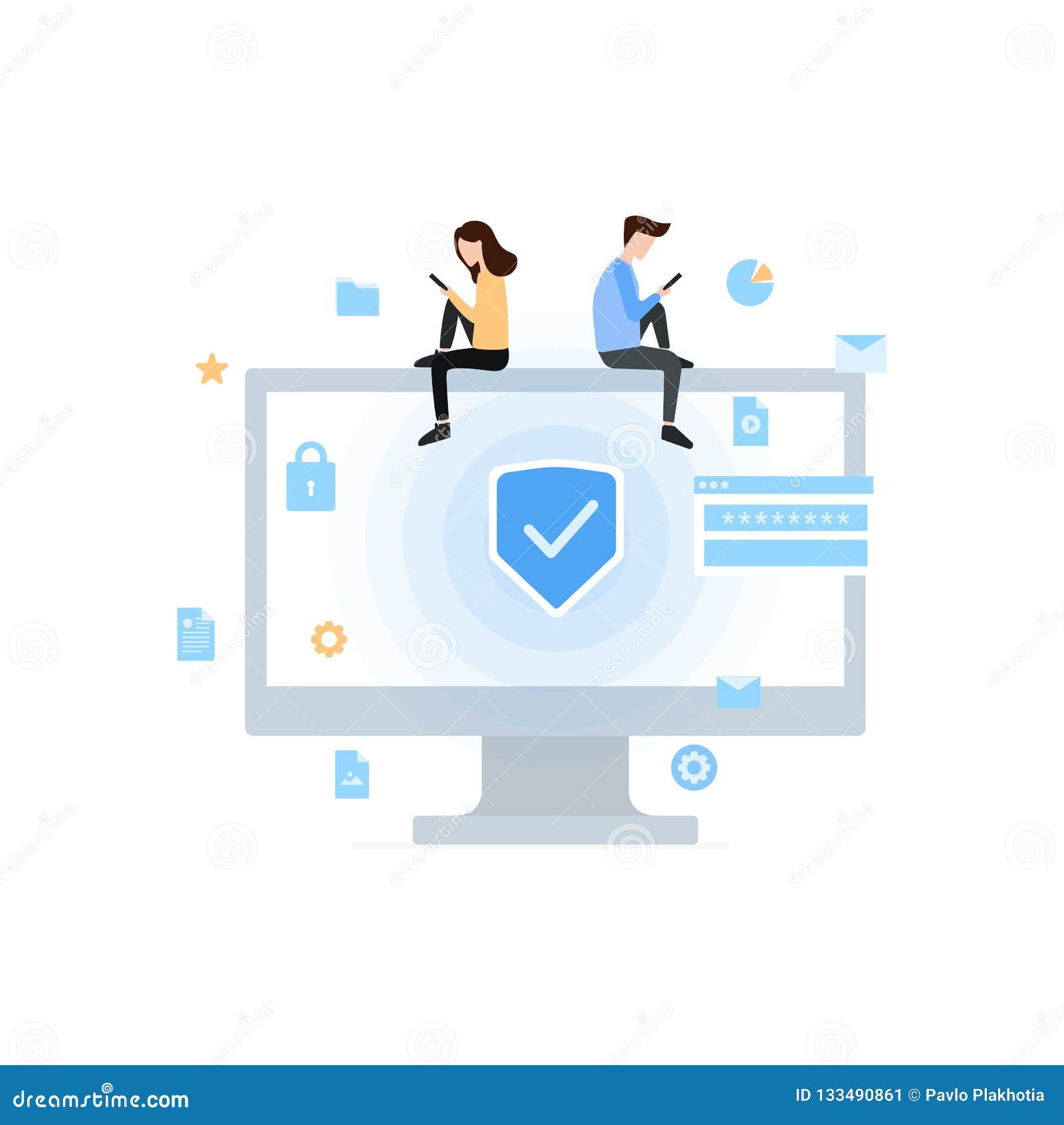 Data Protection Privacy and Internet Security Flat Poster Stock Vector ...