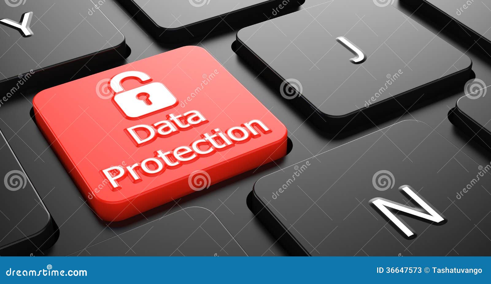 Data Protection on Red Keyboard Button. Stock Illustration ...