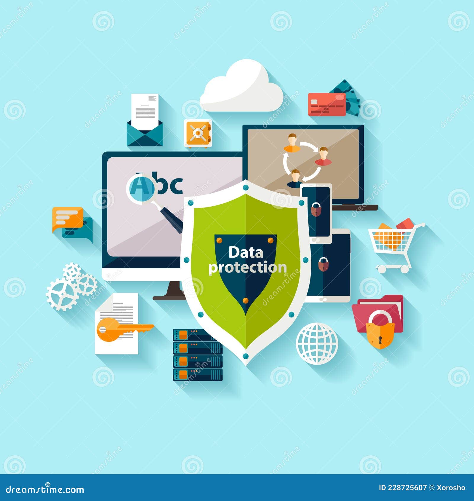 Data Protection and Safe Information Stock Vector - Illustration of ...
