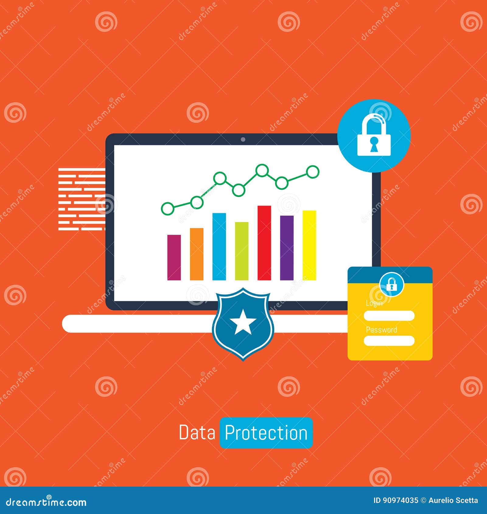 Data Protection, Safe Work and Internet Security. Stock Vector ...