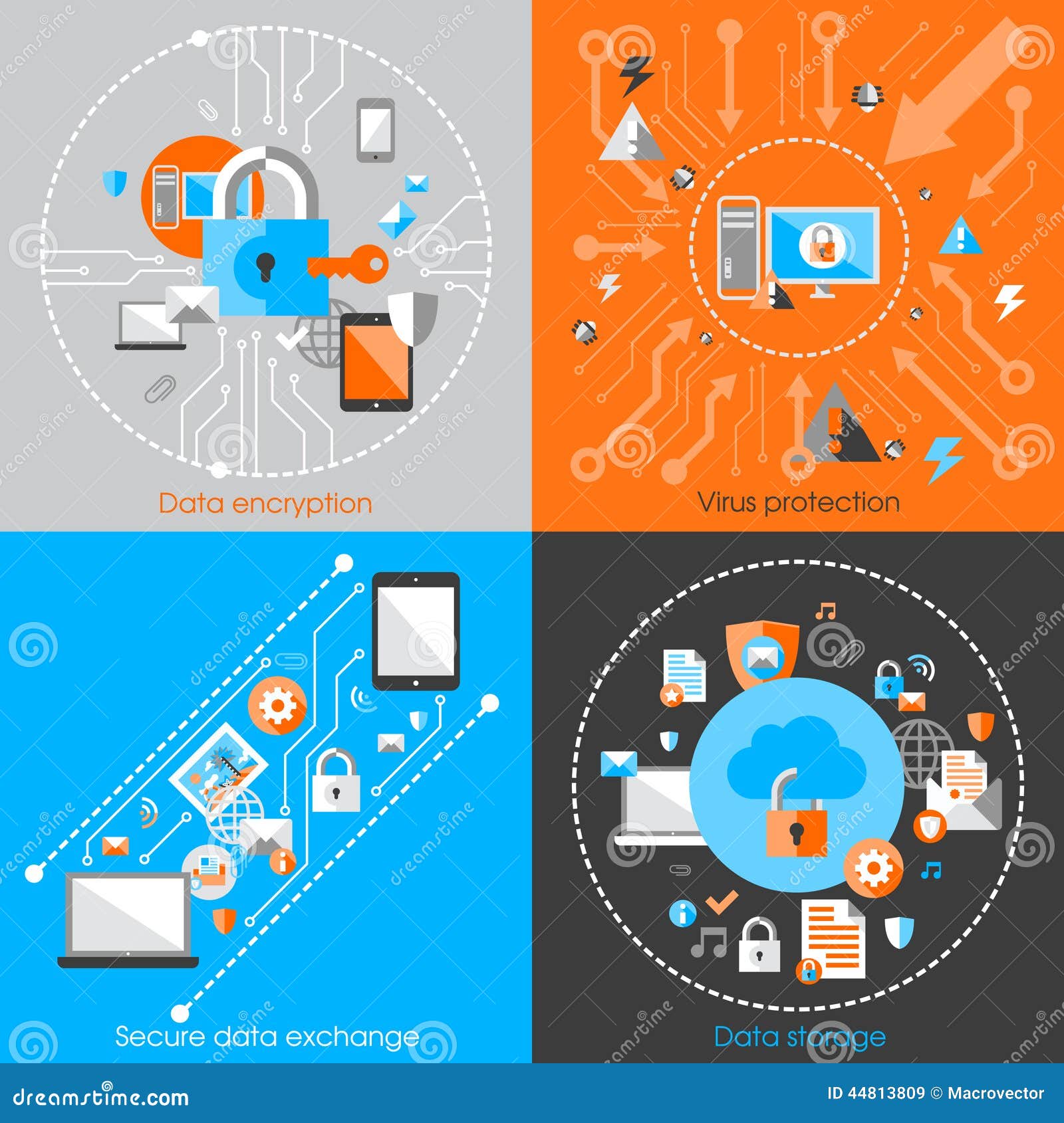 Security Concept. Detailed Illustration Of Armored Car And Security ...