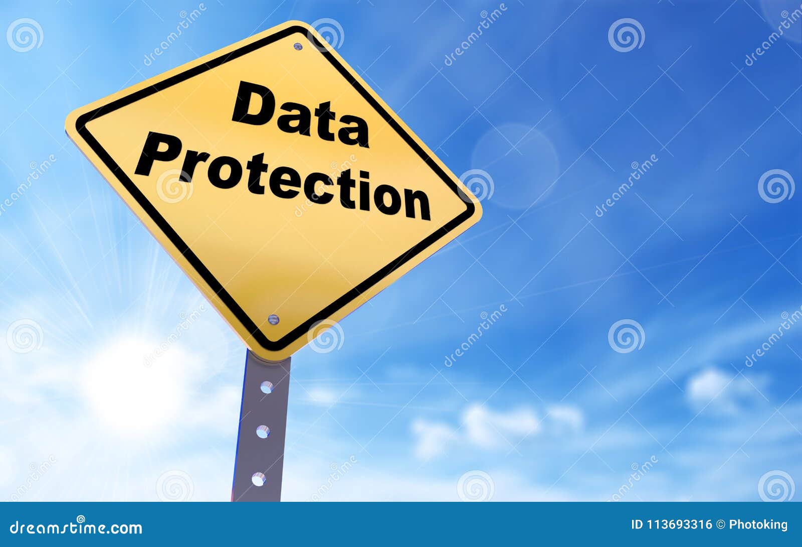 Data protection sign stock illustration. Illustration of blue - 113693316