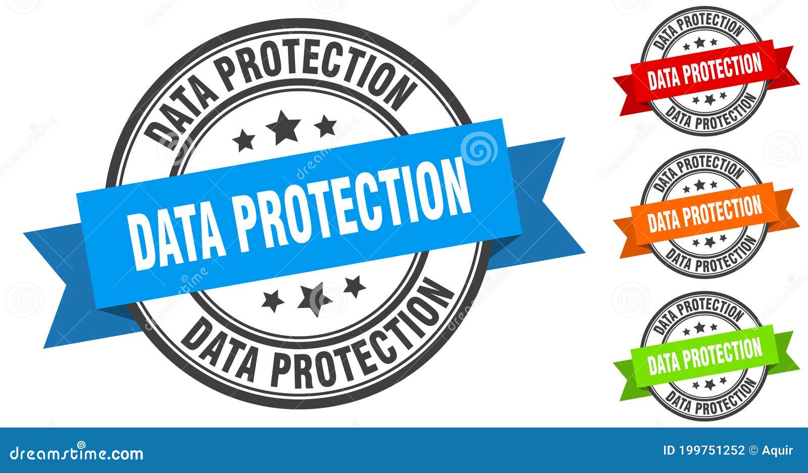 Data Protection Stamp. Round Band Sign Set. Label Stock Vector ...