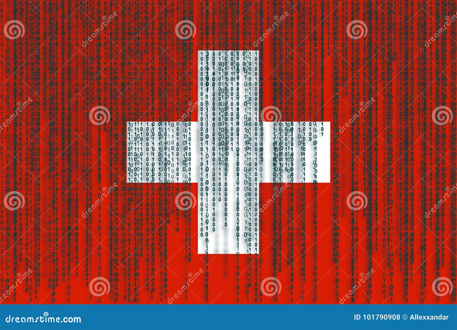 Data Protection Switzerland Flag. Swiss Flag with Binary Code Stock ...
