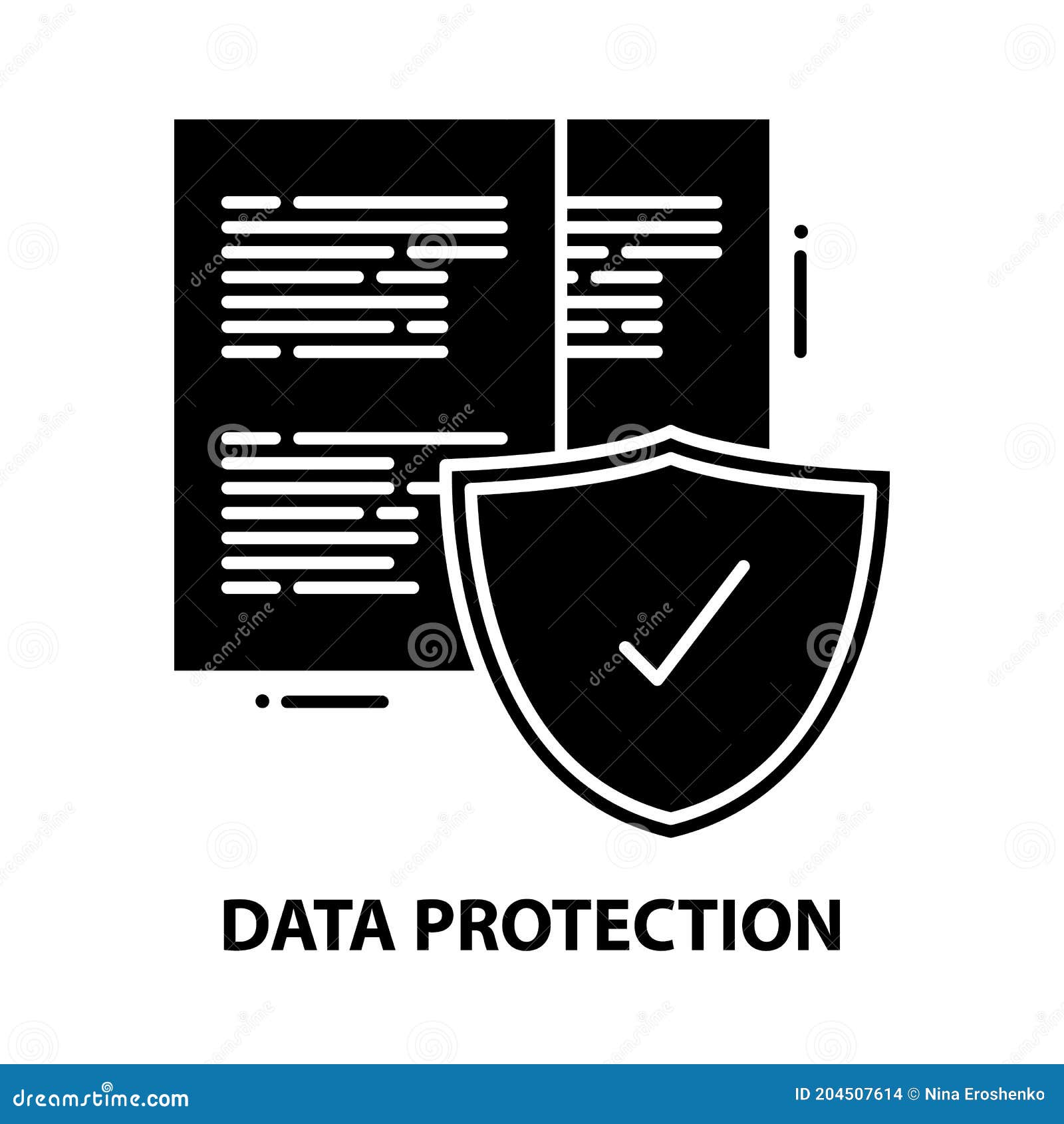 Data Protection Symbol Icon, Black Vector Sign with Editable Strokes ...