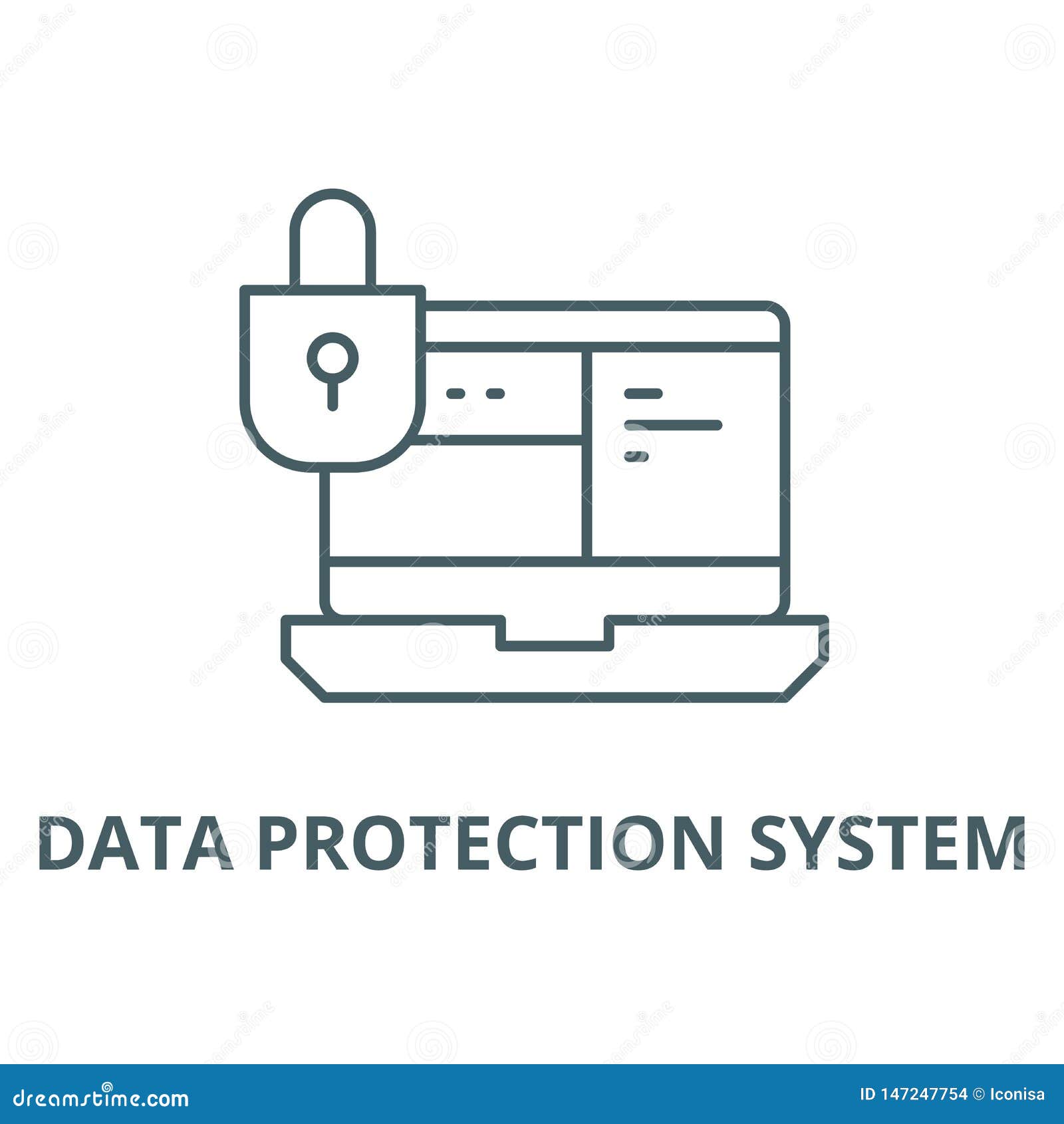 Data Protection System Vector Line Icon, Linear Concept, Outline Sign ...