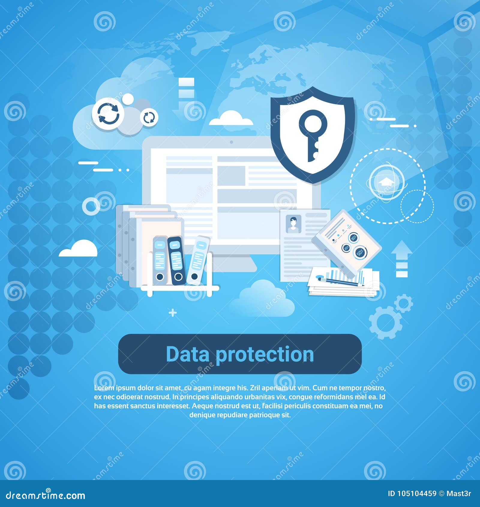 Data Protection Template Web Banner with Copy Space Stock Vector ...