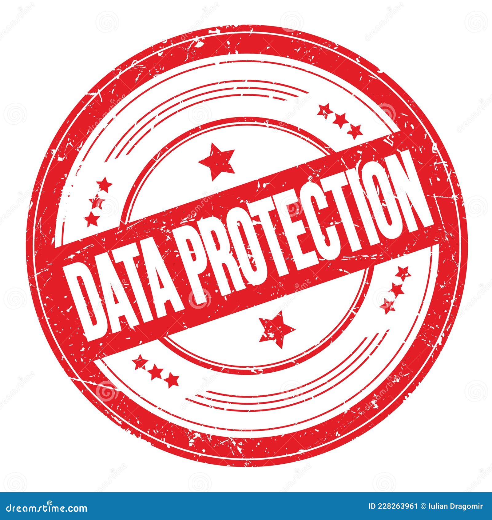 DATA PROTECTION Text on Red Round Grungy Stamp Stock Illustration ...