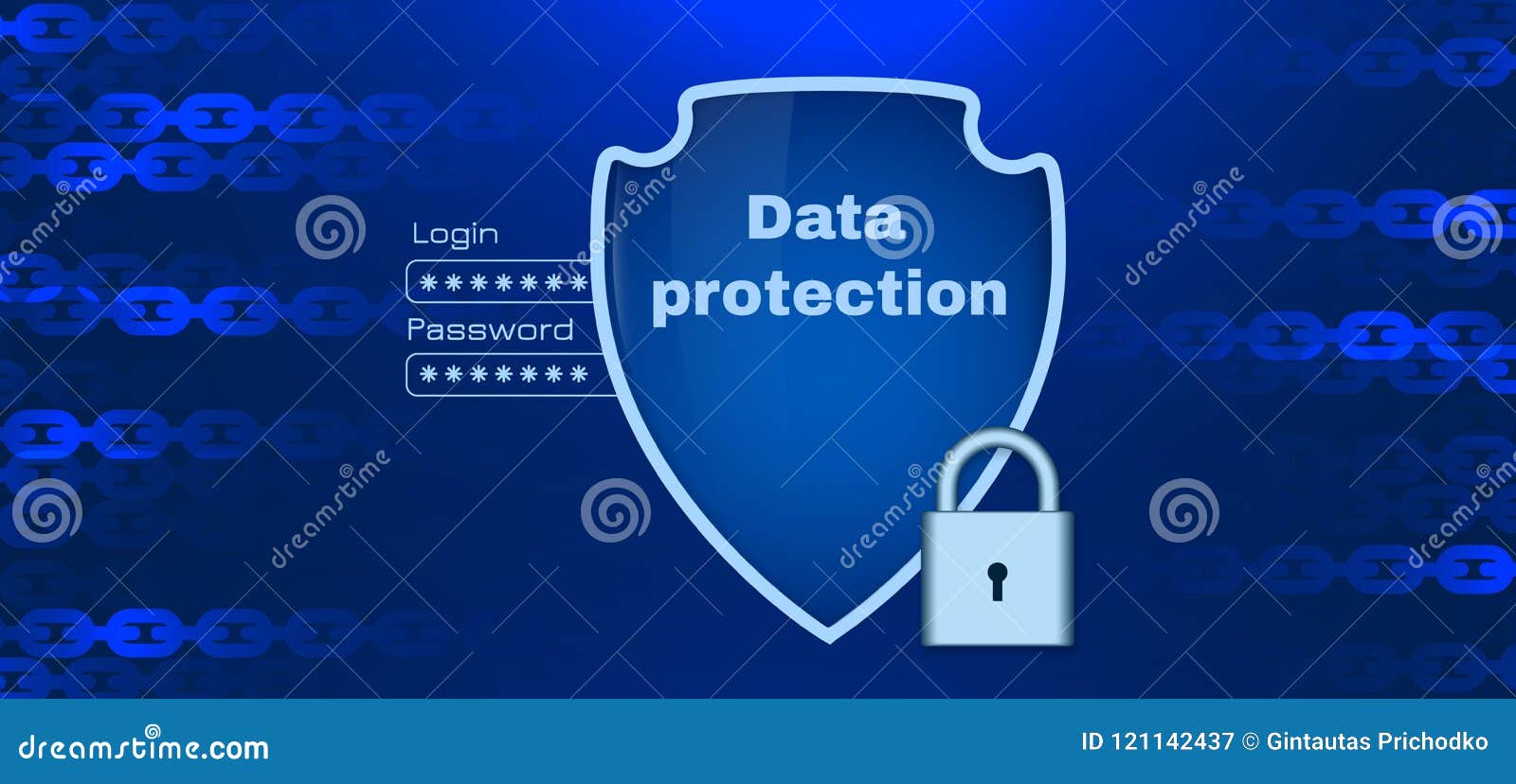 Data Protection Theme with Chain Elements Stock Vector - Illustration ...