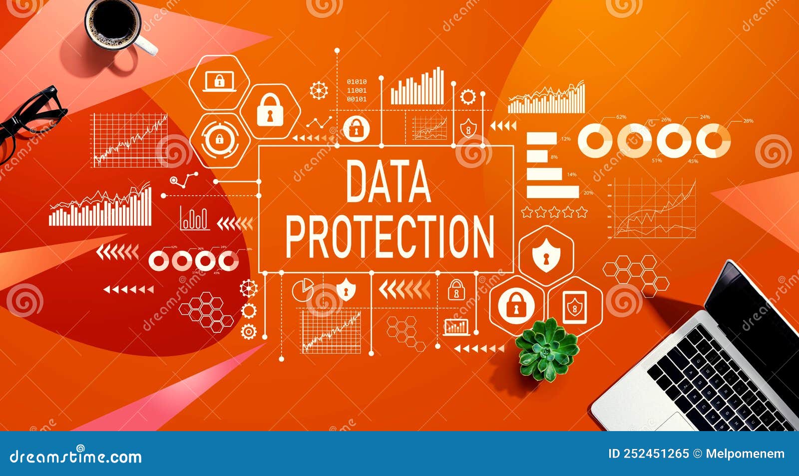 Data Protection Theme with a Laptop Computer Stock Image - Image of ...