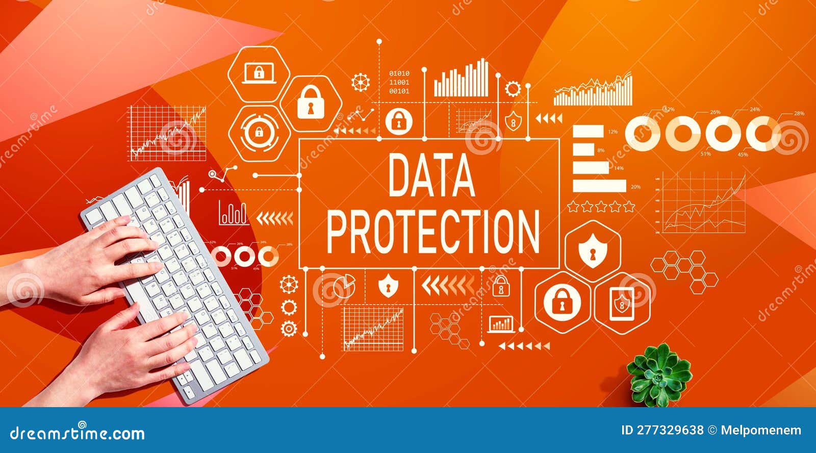 Data Protection Theme with Person Using Computer Keyboard Stock Photo ...