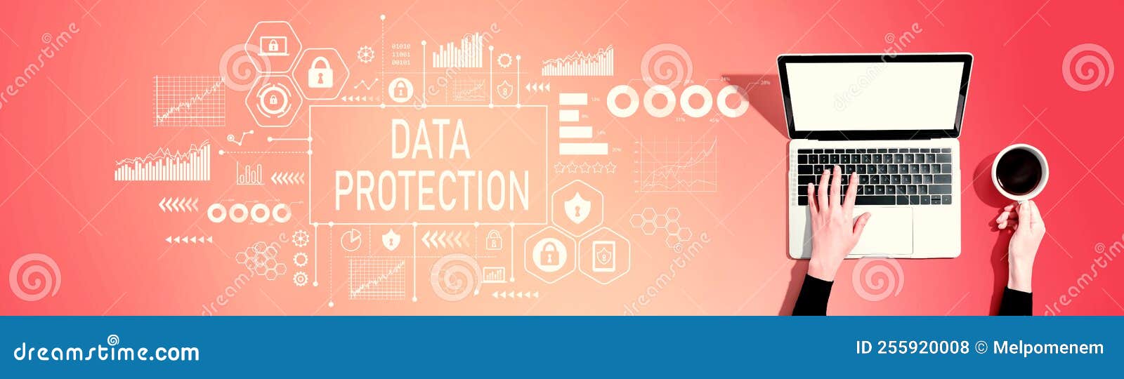 Data Protection Theme with Person Using a Laptop Stock Photo - Image of ...