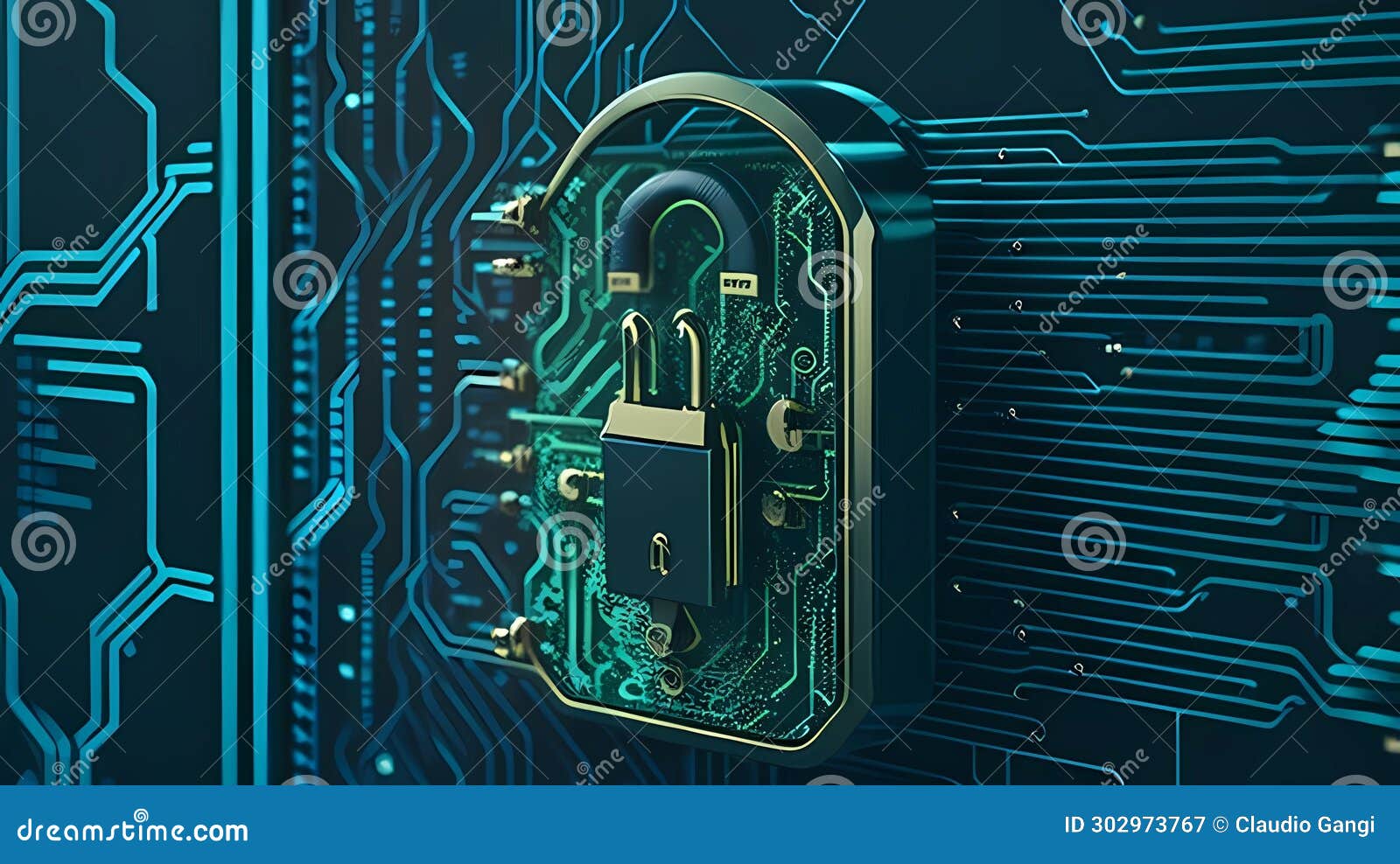 Data Protection In Ther Realm Of Cyber Security Stock Illustration