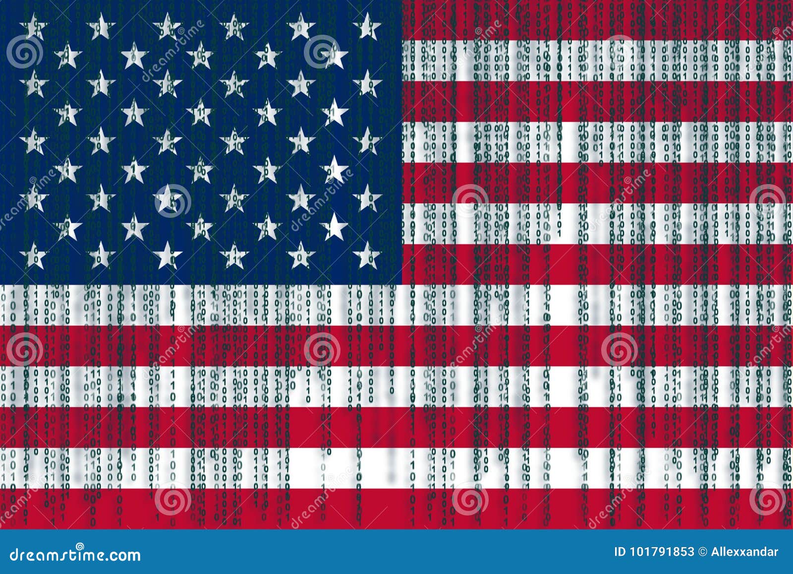 Data Protection USA Flag. American Flag with Binary Code Stock ...