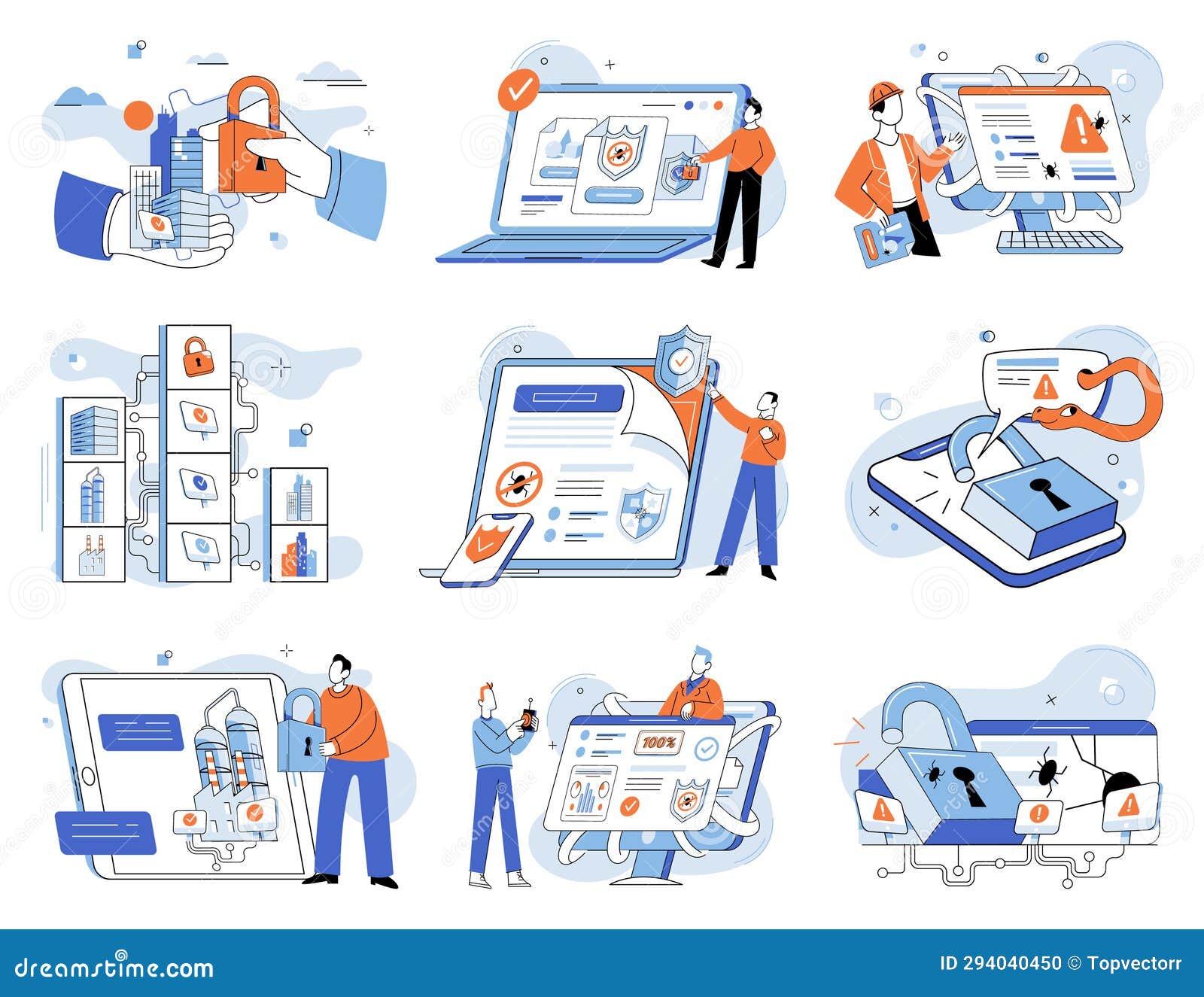 Data Protection. Vector Illustrations Visually Represent Datprotection ...