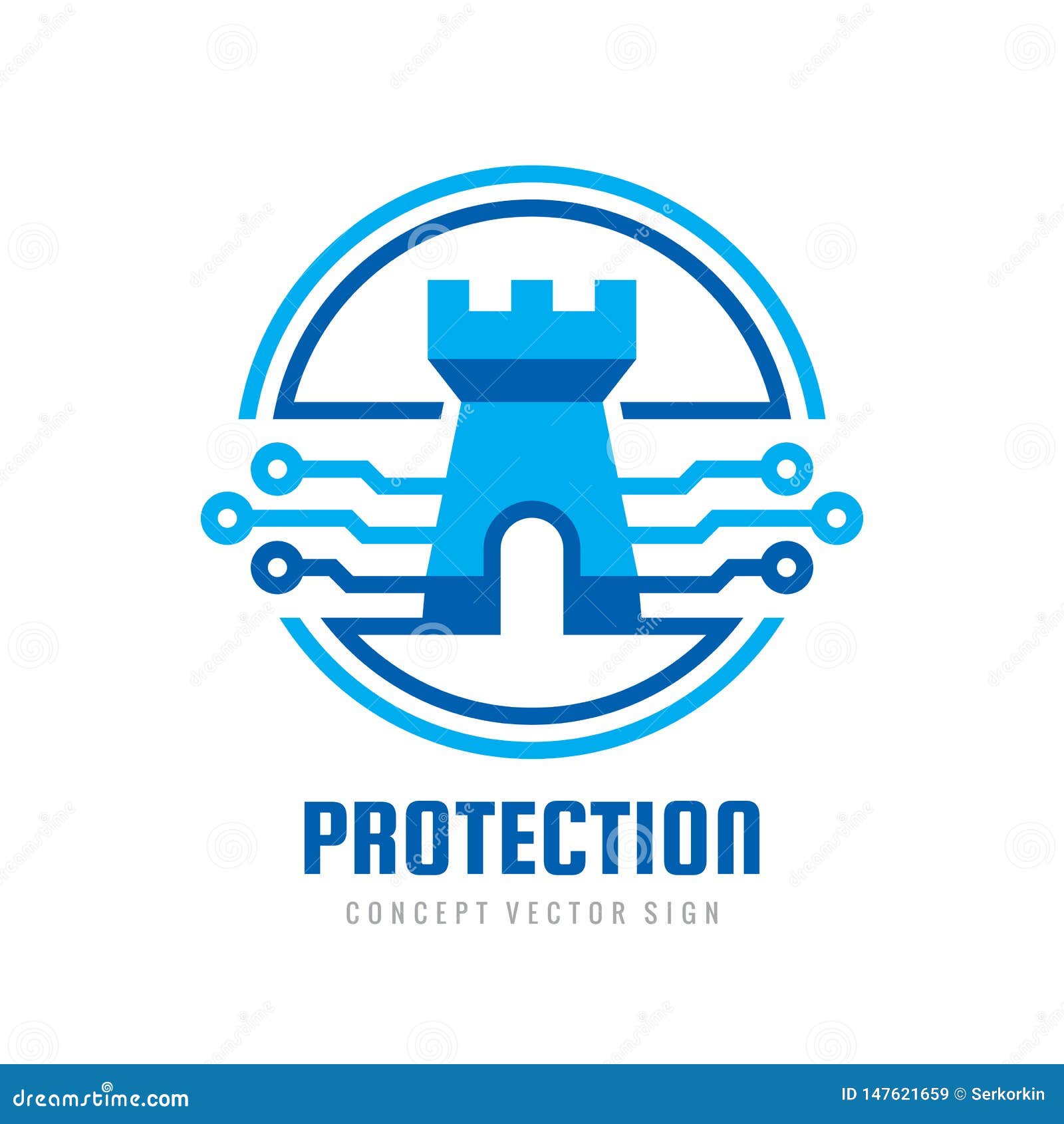 Data Protection - Vector Logo Design. Abstract Tower Sign. Digital ...