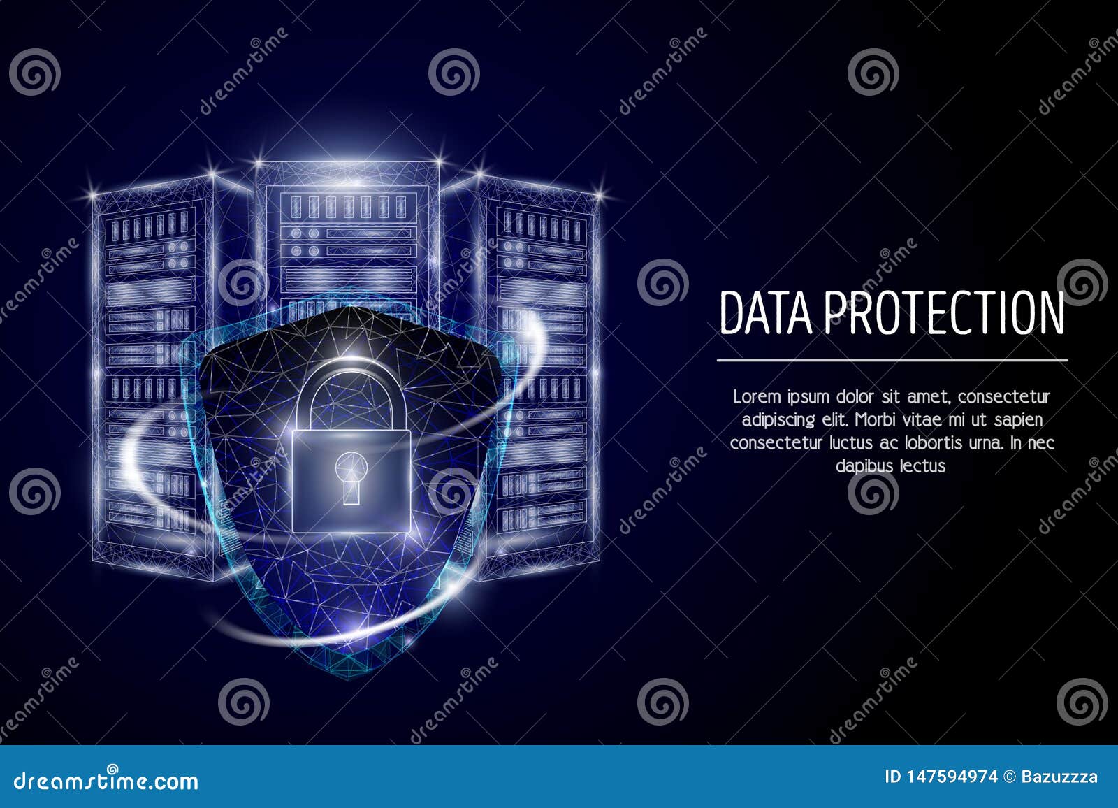 Data Protection, Vector Polygonal Art Style Illustration Stock Vector ...