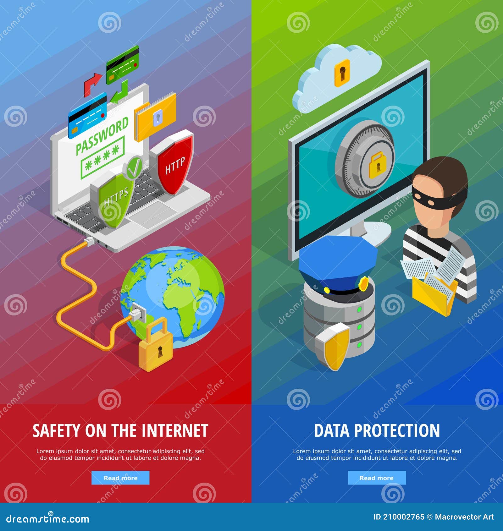 Data Protection Vertical Banners Set Stock Vector - Illustration of ...