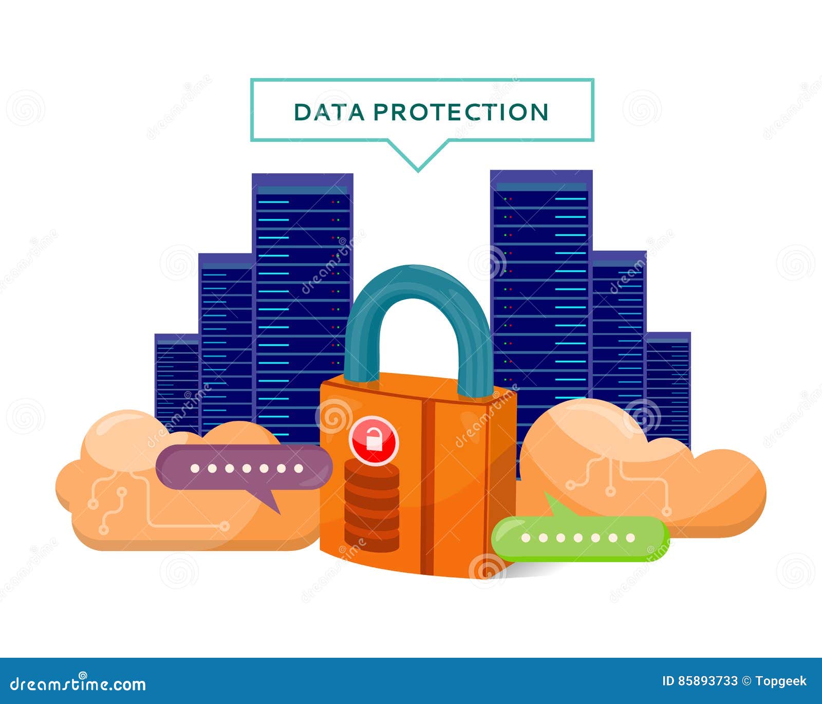 Data Protection Video Web Banner in Flat Style Stock Vector ...