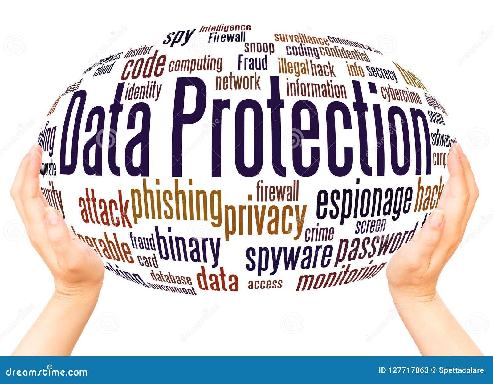 Data Protection Word Cloud Hand Sphere Concept Stock Illustration ...