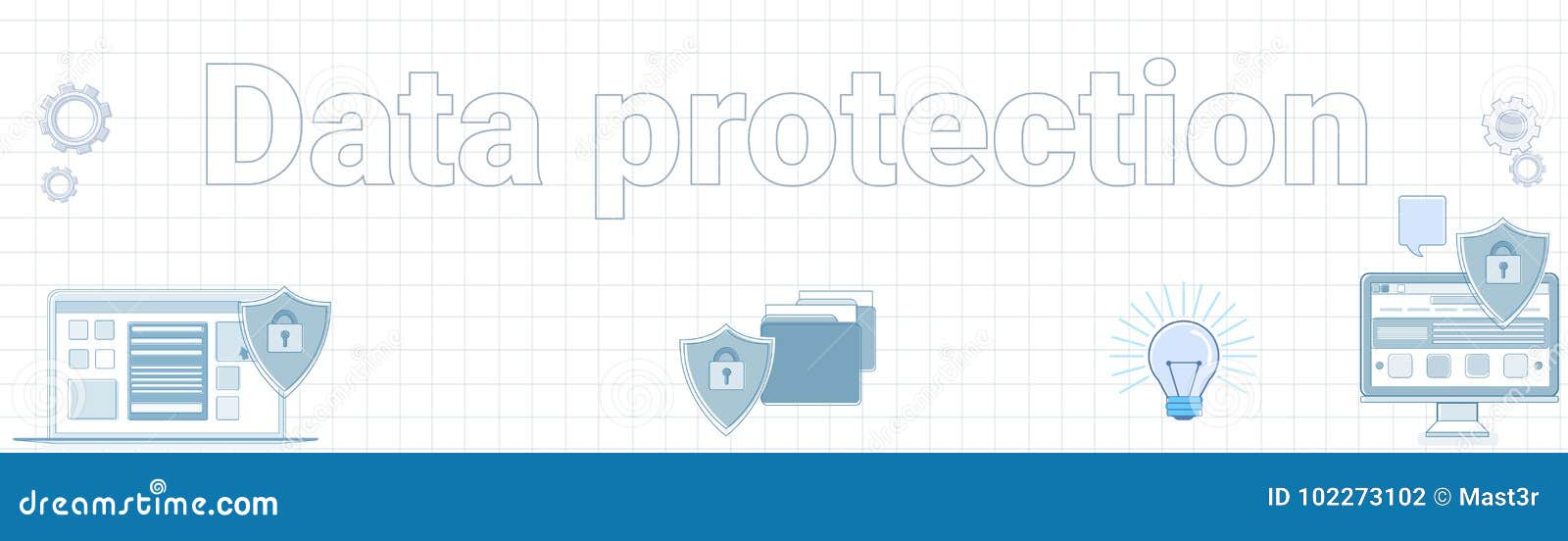 Data Protection Word on Squared Background Horizontal Banner Online ...
