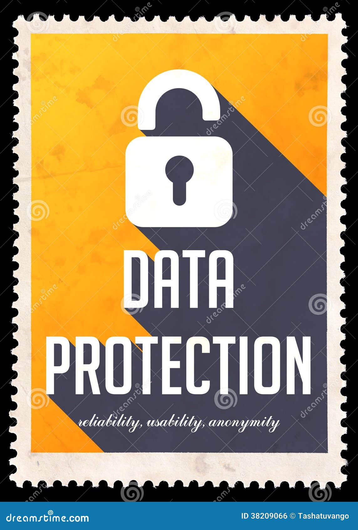 Data Protection on Yellow in Flat Design. Stock Illustration ...